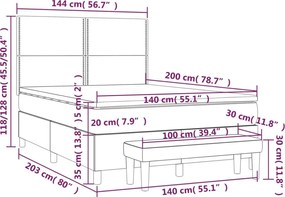 vidaXL Box spring postel s matrací 140 x 200 cm textil [3136519] Barva: tmavě hnědá