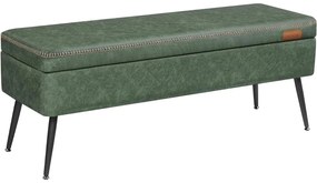 EKHO Úložná lavice, taburet, syntetická kůže s prošíváním, lesní zelená