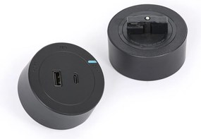 Zásuvka USB-A + USB-C pro zásuvkové lišty, černá