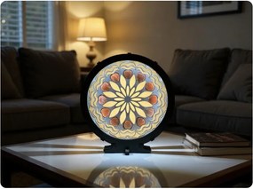 Li-Go "Srdce, karneolová mandala" Stolní lampa 20x22 cm černá s patinou