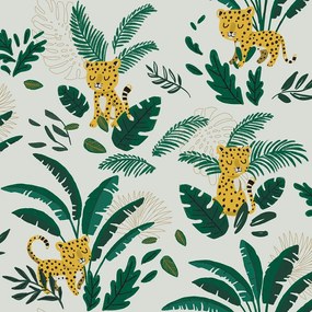 Dětská tapeta 10 m x 50 cm Cheetah &amp; Tropical Leaves – Lilipinso