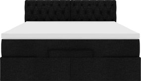 Osmanský postel s matrací černá 140x200 cm textil 3311548