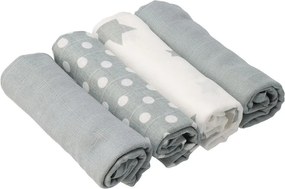 Látkové bavlněné pleny New Baby Softy s potiskem 70 x 70 cm 4 ks šedo-bílé
