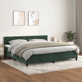 Box spring postel s matrací tmavě zelená 200x200 cm samet 3141326