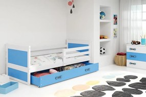 Falco Dětská postel Riky 90x200 s úložným prostorem, bílá/modrá