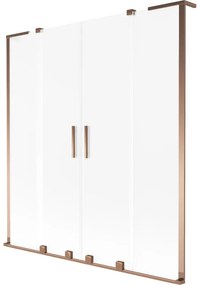Mexen Velar L Duo, 2-křídlová posuvná vanová zástěna 160 x 150 cm, 8mm sklo námraza, růžové zlato, 896-160-003-32-60