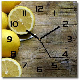 Wallmuralia Skleněné hodiny na stěnu Citrony na stromě 30x30 cm