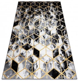 Dywany Łuszczów, Kusový koberec Gloss 409A 82 3D cubes black/gold/grey, 80x150, černobílá, kancelář