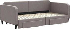 Válenda s přistýlkou a zásuvkami taupe 100 x 200 cm textil 3196860
