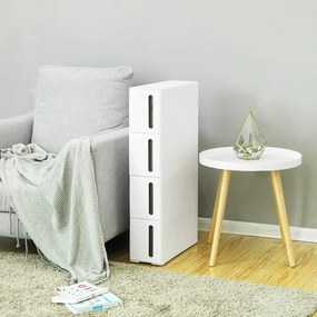Plastový kuchyňský organizér se 4 zásuvkami 45x17x83 cm, bílý-hnědý