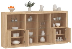 Příborník s LED osvětlením dub sonoma 202 x 37 x 100 cm 3209186