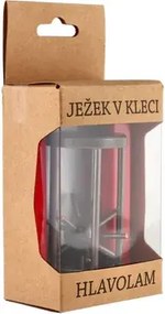 Teddies Hlavolam ježek v kleci hnědý / Hlavolam / Kov / 4,5x7,5 cm / o