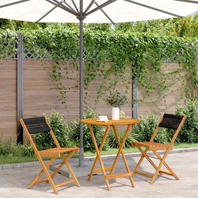 3dílný bistro set černý polypropylen a masivní dřevo 3281841