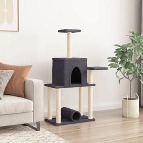Škrabadlo pro kočky se sisalovými sloupky tmavě šedé 122 cm 172090
