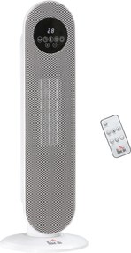HOMCOM Topný ventilátor 2000W, PTC keramické elektrické topení s dálkovým ovládáním, oscilace, 12h časovač
