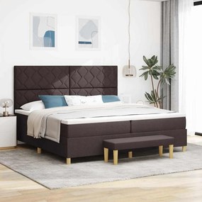 Postel s boxspringem s čelo Tmavě hnědá 200 x 200 cm textil 3344404