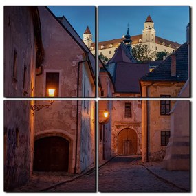 Obraz na plátně - Bratislava staré město s hradem vzadu- čtverec 3265E (100x100 cm)