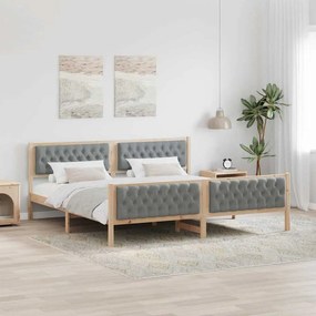 Rám postele Světle šedá 200 x 200 cm Masivní borové dřevo 3394268