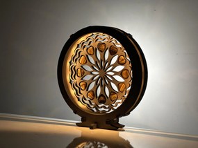 Li-Go "Srdce, mandala s tygřím okem" Stolní lampa 20x22 cm černá s patinou