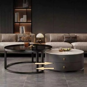 LuxuryForm DESIGN Konferenční stolek ORION 70 × 70 / 50 × 50 cm – bílý / bílý mramor (set 2 ks)