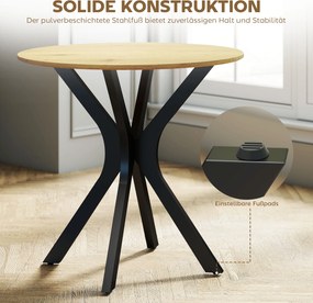 HOMCOM Jídelní stůl kuchyňský stůl kulatý stůl, moderní design, 78 cm x 75 cm, přírodní dřevo