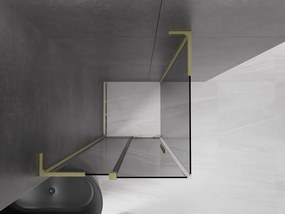 Mexen Velar L, sprchový kout s posuvnými dveřmi 90 x 90 cm, 8mm šedé sklo, zlatá matná, 871-090-090-43-55