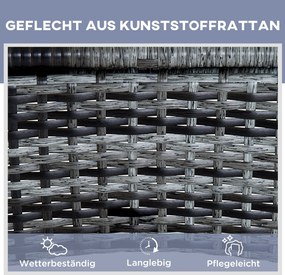 Outsunny Zahradní Lehátka s Bočním Stolkem - 3-dílná Sada Zahradního Nábytku, Polyrattan+Metal Šedý