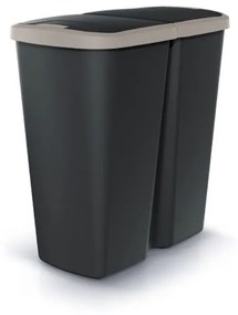 MAXIVA Odpadkový koš - COMPACTA Q DUO, černá nádoba, 45 l Barva: světle hnědá