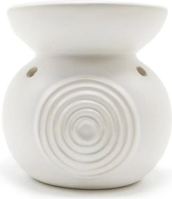 Bílá keramická aromalampa na esenciální oleje – minimalistický design, motiv kruhů