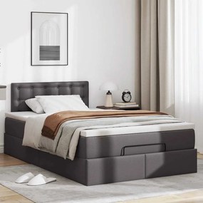 Osmanský rám postele s matrací šedá 120x190 cm umělá kůže 3311296