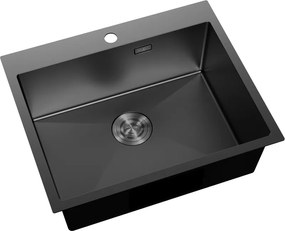 Mexen Solix, 1-komorový nerezový dřez 600 x 500 mm, černá, 6408601000-70