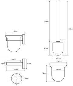 Sapho, X-STEEL WC kartáč nástěnný, broušený nerez, XS301