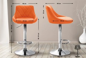 Barová židle Lazio umělá kůže chromovaná konstrukce – oranžová