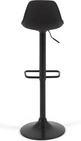 Matně černá barová židle s nastavitelnou výškou z imitace kůže (výška sedáku 60 cm) Orlando-T – Kave Home