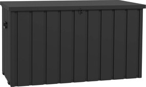 Zahradní úložný truhlicový box Outsunny, kapacita 450L, kov s plynovým pístem, kolečky a rukojetí - rozměry 125,5L x 61,5W x 70H cm