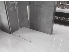 Mexen Velar L, posuvná sprchová zástěna Walk-in 100 x 200 cm, 8mm čiré sklo, broušená ocel, 871-100-003-03-97