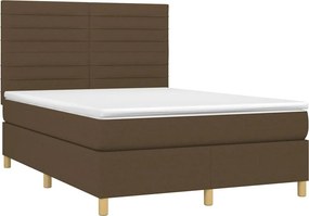 Box spring postel s matrací a LED tmavě hnědá 140x190 cm textil 3135512