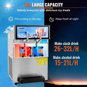8 l Double Bowl Komerční Slushy Stroj Margarita Smoothie Mražený nápoj