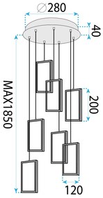 Toolight Toolight, LED závěsné svítidlo 18W, 3000K, 1500lm, LHJ089-7CP, černá, OSW-50064