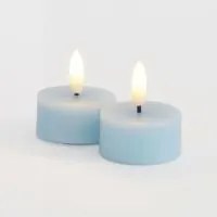 Sada LED čajové svíčky na baterie Sille Tealight, Ø 4,5 × 2,2 cm, modrá obloha, z pravého vosku, balení 2 ks