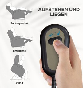 Elektrické televizní křeslo HOMCOM se stojánkem, polohovací křeslo s funkcí sklápění, televizní křeslo ve vzhledu lnu s boční kapsou a dálkovým ovlád…