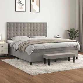 Box spring postel s matrací světle šedá 180x200 cm samet 3138097