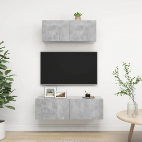 2dílný set TV skříněk betonově šedý kompozitní dřevo 3079122