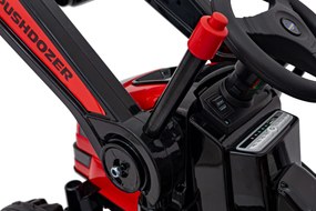 Ramiz Dětský bagr-traktor na baterie červený + pohyblivé rameno s lžící + dálkové ovládání + pomalý start + FM rádio + LED