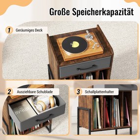 Costway Stojan na gramofonové desky Vinylová police s 4 přihrádkami na 160 alba