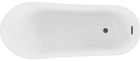 Mexen Alta, volně stojící vana 170 x 75 cm, bílá-černá, černý matný přepad, 52141707575-70