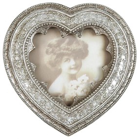 Stříbrný antik fotorámeček ve tvaru srdce Vintage Heart - 12*12 cm / 9*9 cm
