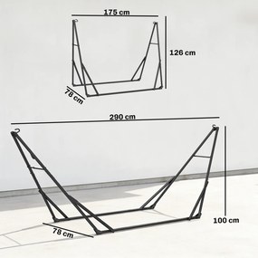 Stojan na houpací síť nastavitelný skládací přenosný stojan na houpací síť s taškou 290x78x100 cm černý