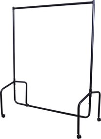 HOMCOM Stojan na oblečení s kolečky, pevný kovový rám, nosnost 140 kg, 180 x 60 x 170 cm, černá ocel