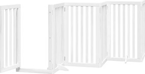 Zábrana pro psy s dvířky skládací 9 panelů bílá 450 cm topol 3155650